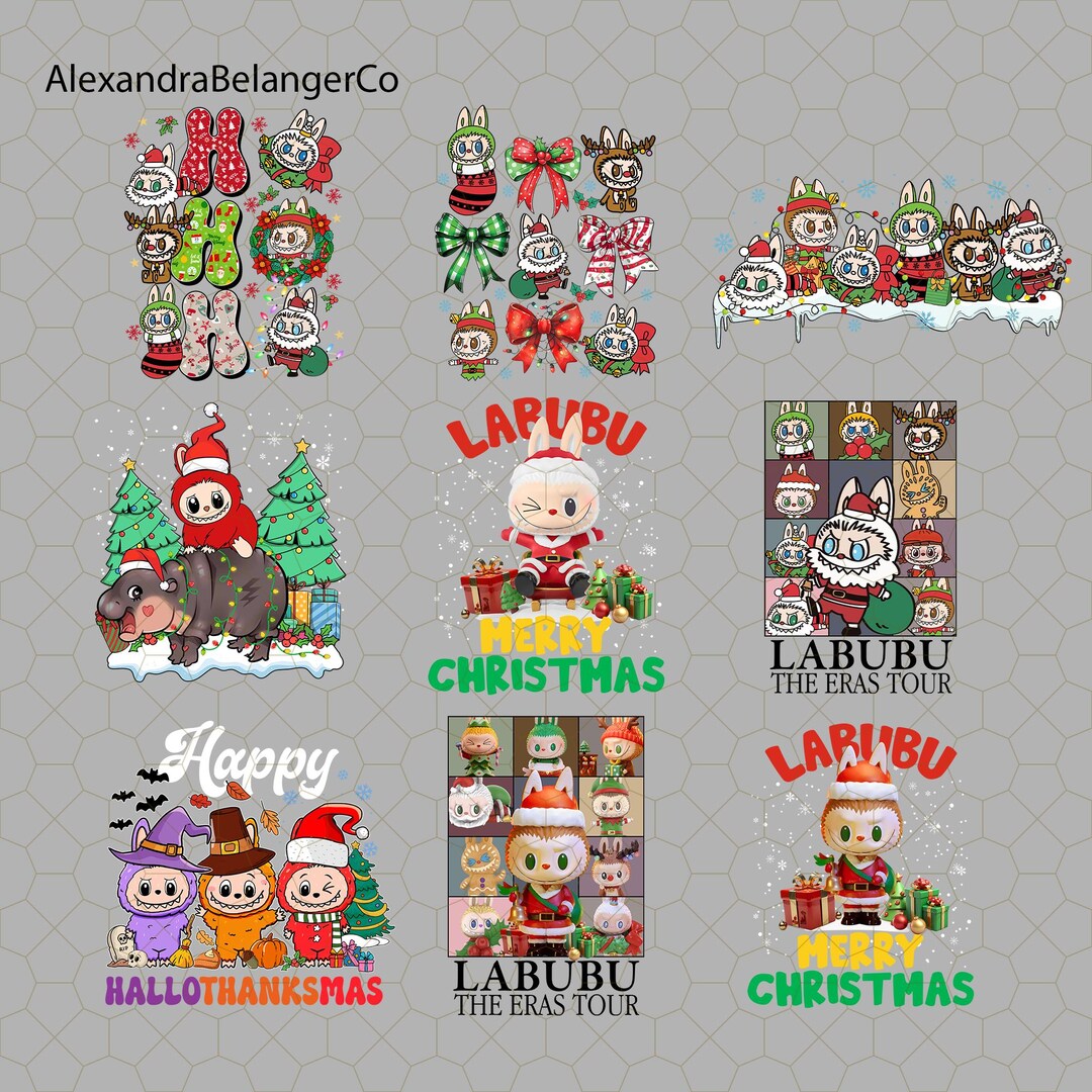 Labubu Merry Christmas Bundle Png, Labubu Christmas Gift Png, Labubu ...