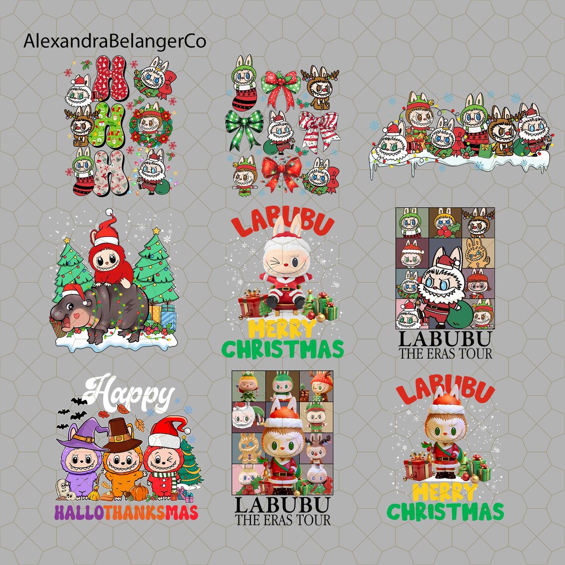 Labubu Merry Christmas Bundle Png, Labubu Christmas Gift Png, Labubu ...