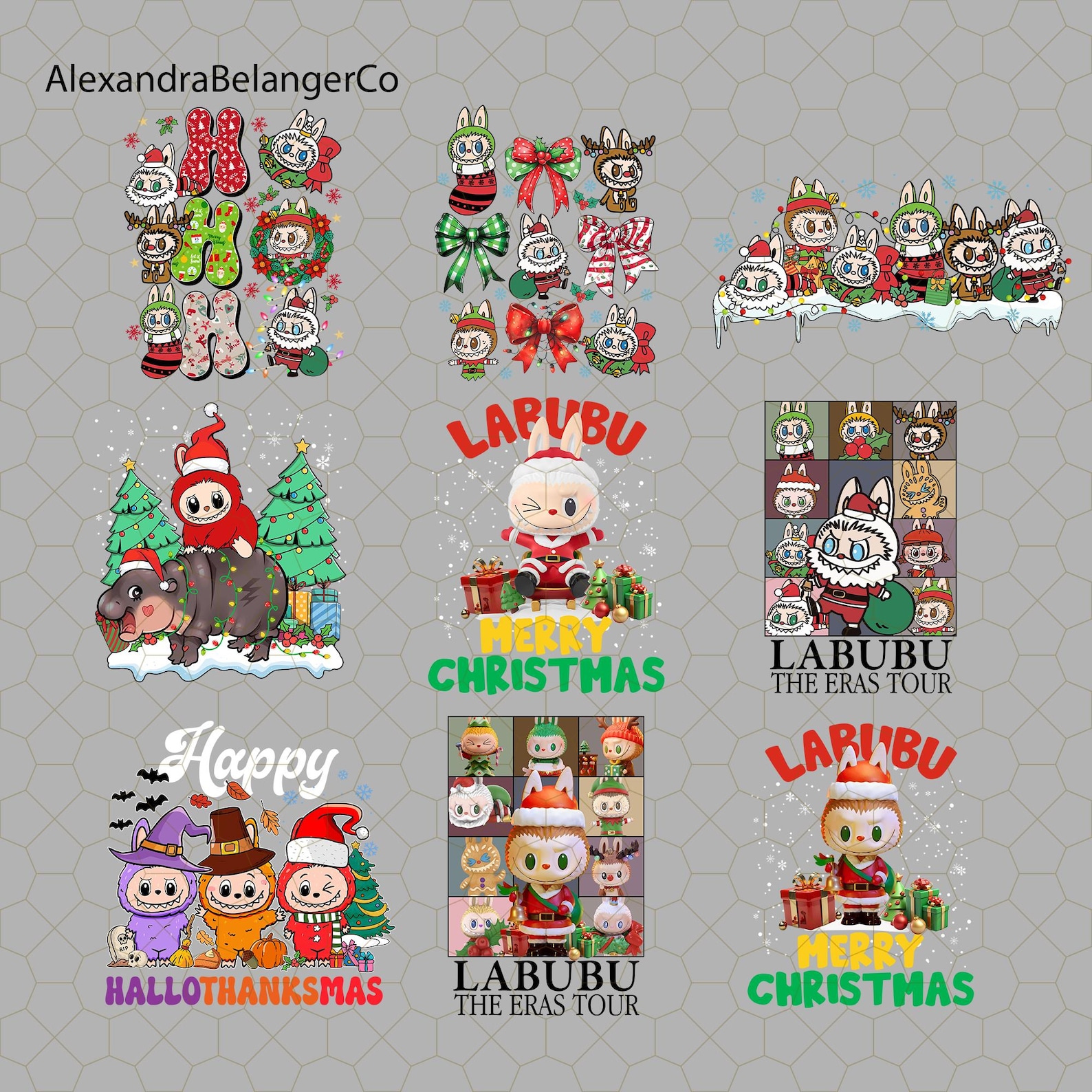 Labubu Merry Christmas Bundle Png, Labubu Christmas Gift Png, Labubu ...