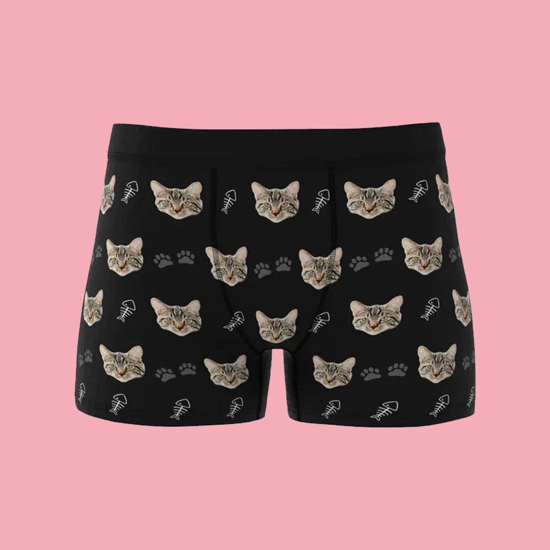 Custom Cat Face Boxers for Husband, Personalized Face Underwear, Boxers ...