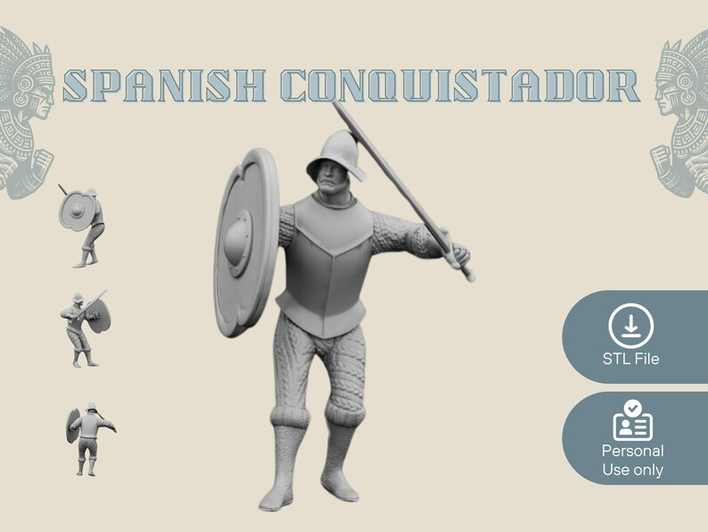 Spanish Conquistador STL: 3D Print File for Tabletop Games (digital ...