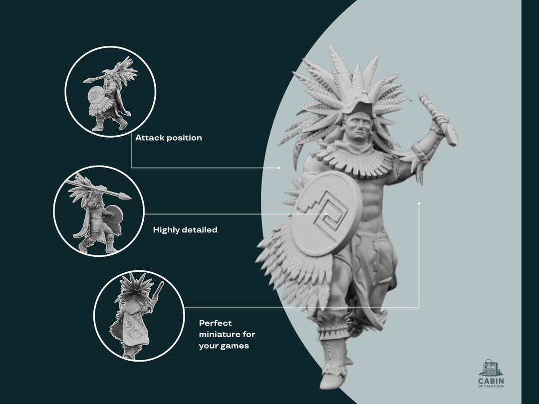 Aztec Eagle Warrior STL 3D Print File, STL Digital File for 3D Printing ...