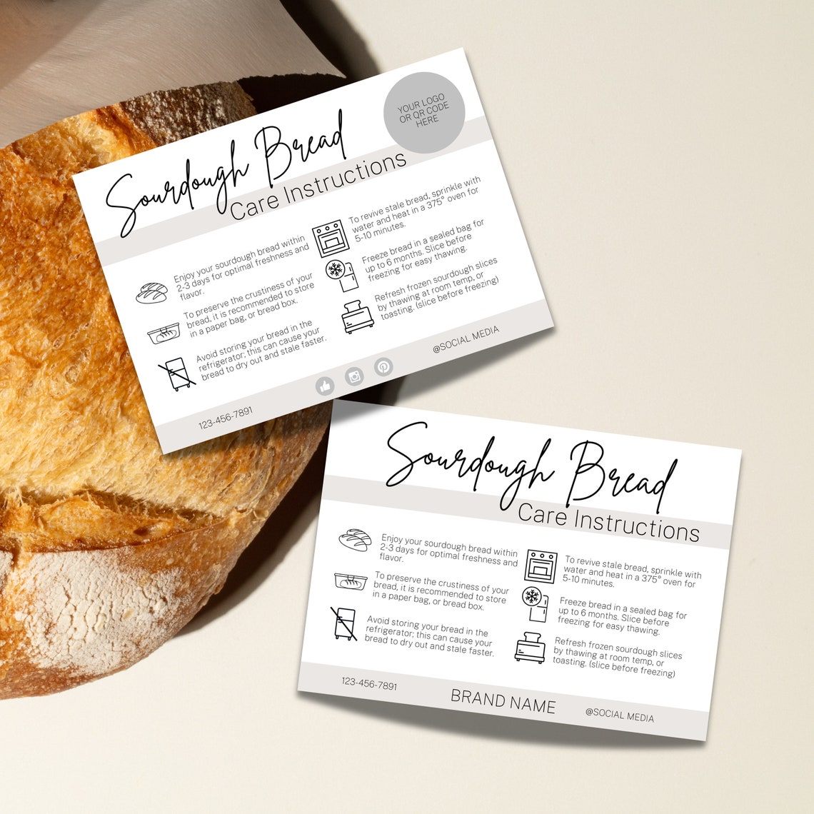 Sourdough Bread Care Card, Home Baked Sourdough Care Card, Printable ...