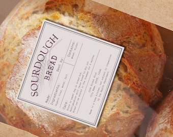 Editable Digital File for Canva, Sourdough Bread Ingredients Label for ...