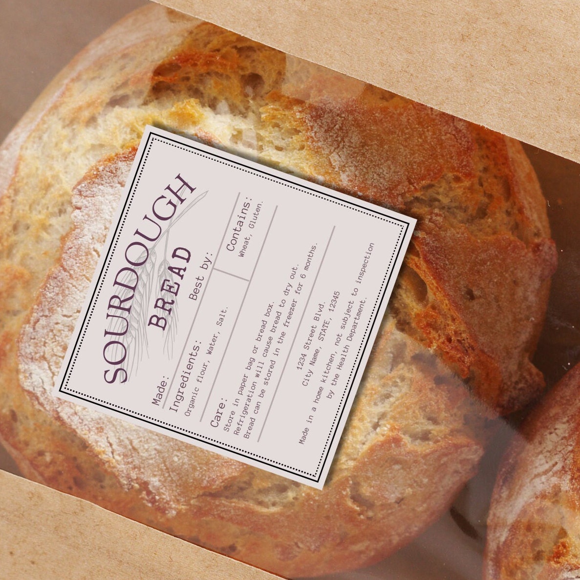 Editable Digital File for Canva, Sourdough Bread Ingredients Label for ...