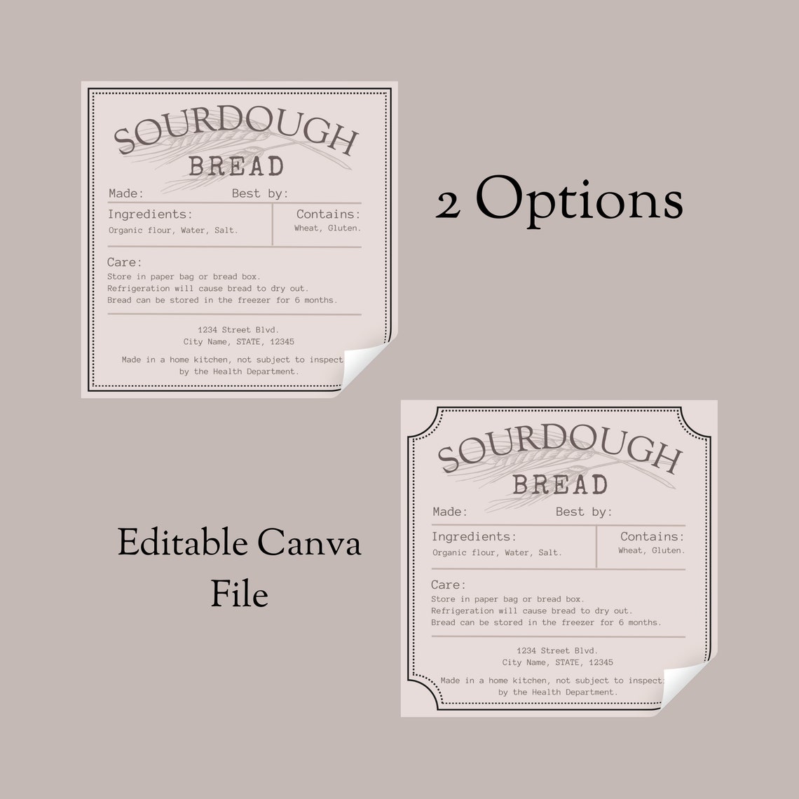 Editable Digital File for Canva, Sourdough Bread Ingredients Label for ...