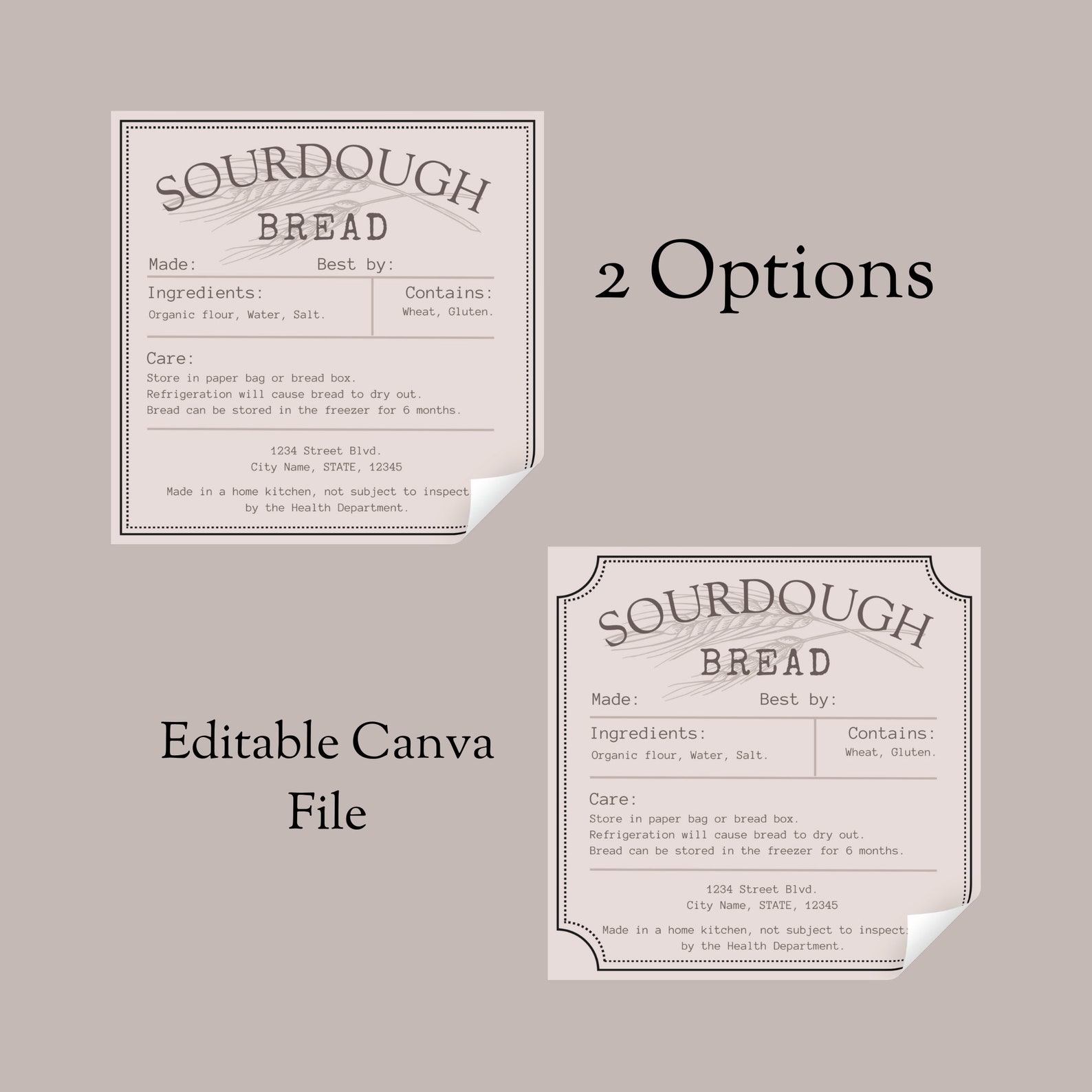 Editable Digital File for Canva, Sourdough Bread Ingredients Label for ...