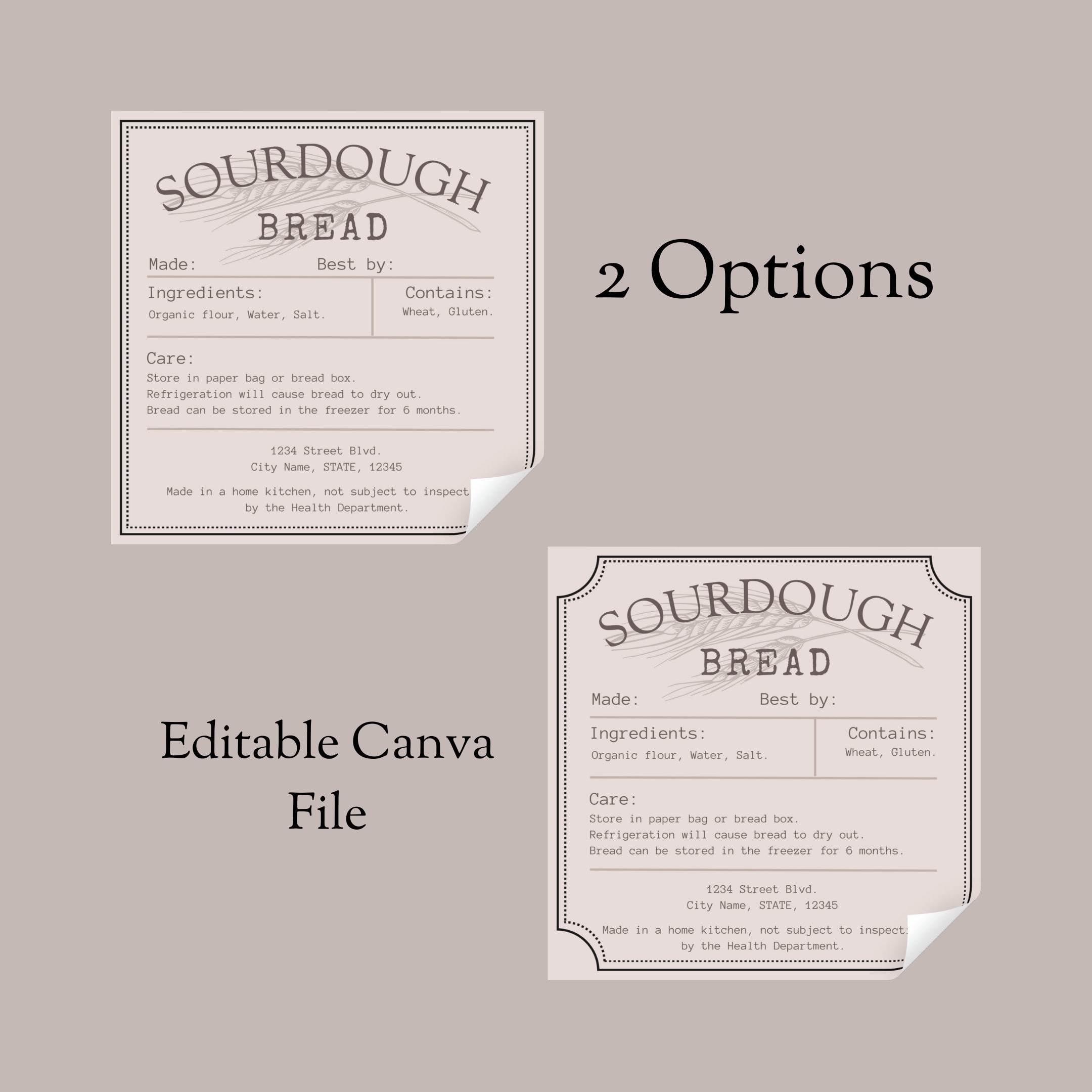 Editable Digital File for Canva, Sourdough Bread Ingredients Label for ...