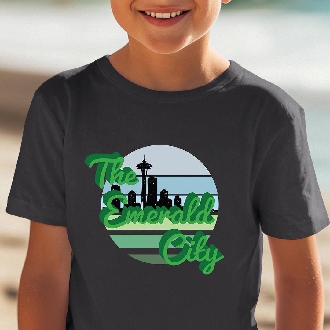 Retro Seattle Space Needle Kids T-shirt, Emerald City Tee - Etsy