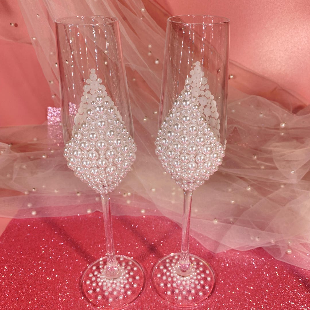 Wedding Handmade Toast Glass Set, Wedding Champagne Glass Set, Inlaid ...