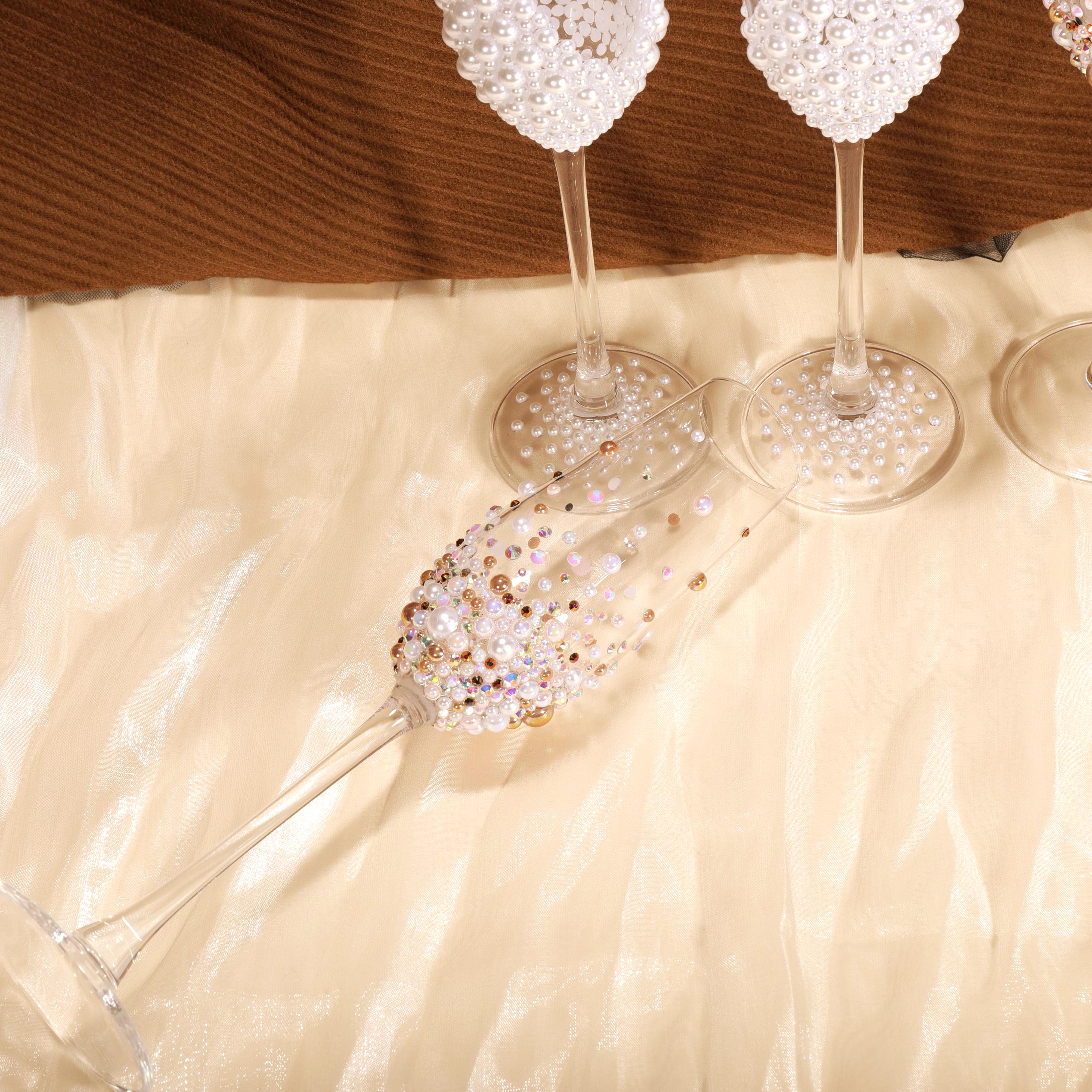 Wedding Wine Glass, Wedding Champagne Glass Set, Inlaid With Crystals ...