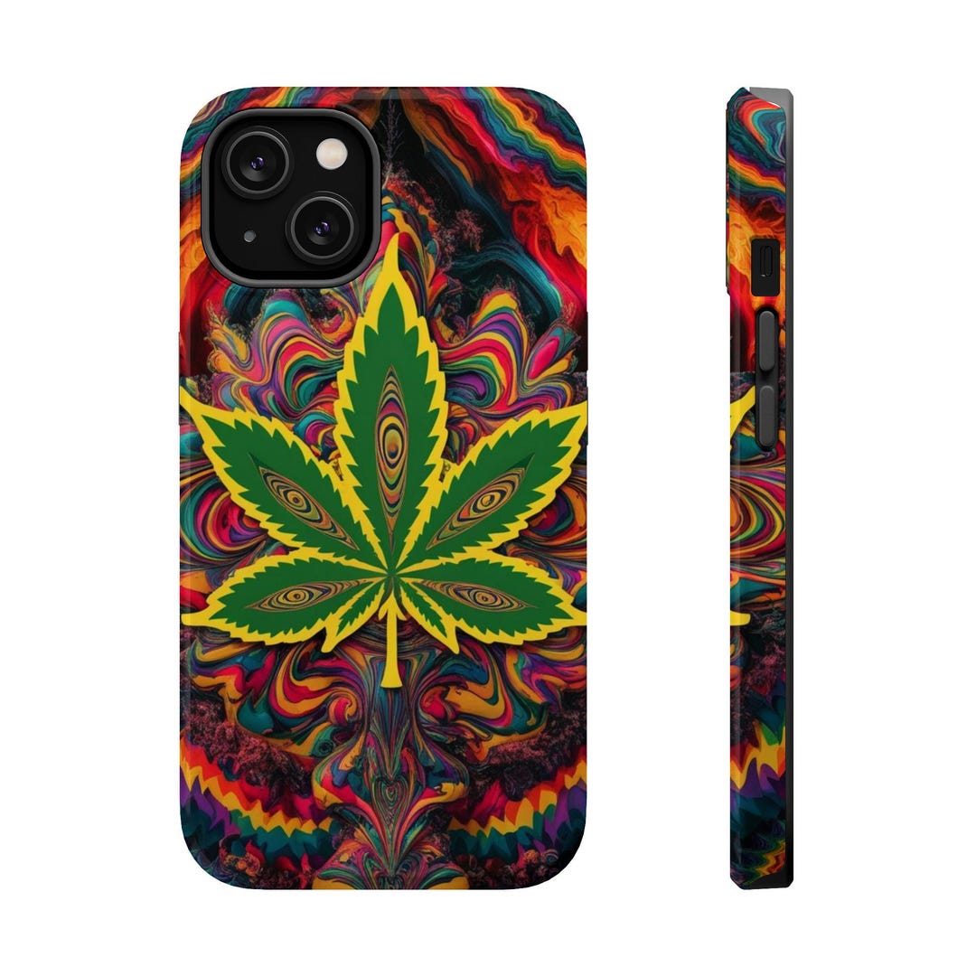 Trippy Cannabis Magnetic Phone Cases, Colorful Weed Art, Nature Vibe ...