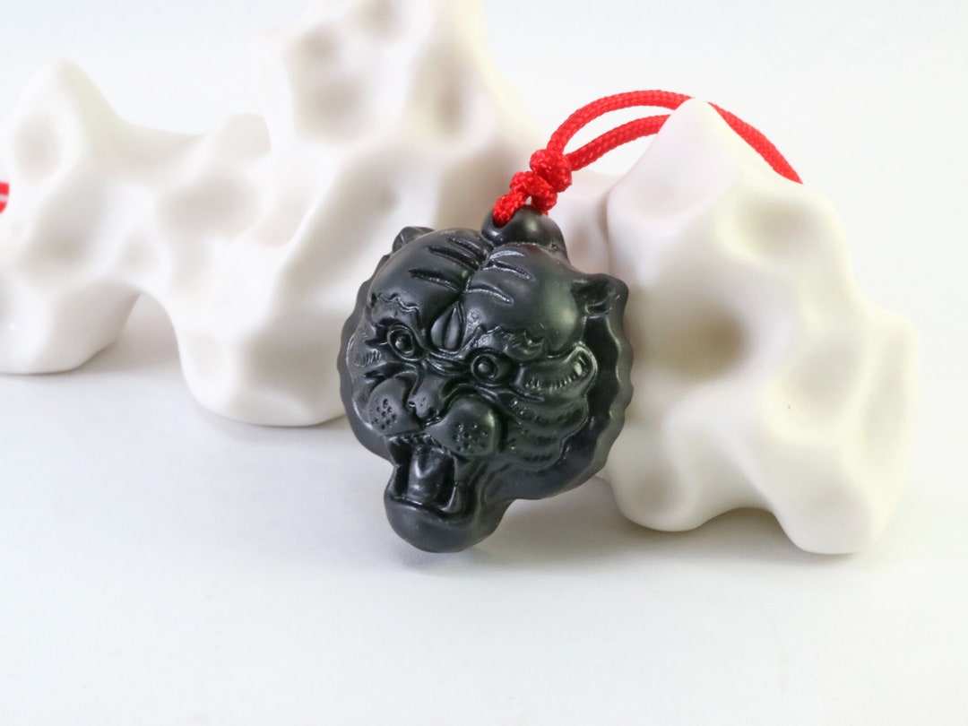 砭石 Bian Stone Carved Tiger Head Pendant Necklace - Etsy