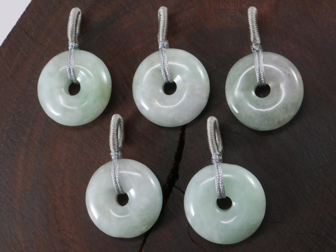 Irregular 1.8cm Jadeite Donut Small Pendant / Lucky Charm With String ...