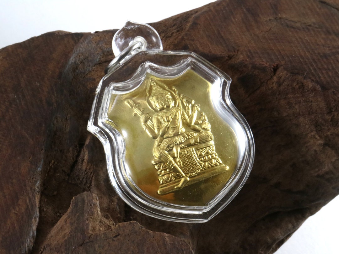 Phra Phrom Golden Shield Plate Thai Buddhist Amulet pre-owned, Clear ...