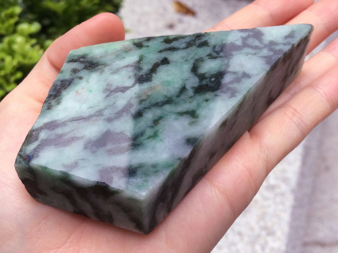 Large Jadeite Slab Raw Stone / Geometric Paperweight / Crystal Stand ...
