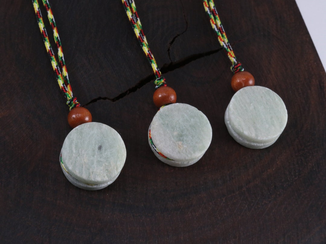 Lantian Jade Small Rough Disc Simple Necklace, Five-colour String ...