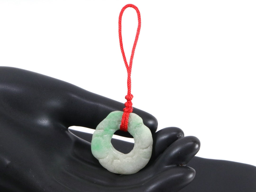 Old Jade Small Carved Pattern Donut Charm red String - Etsy