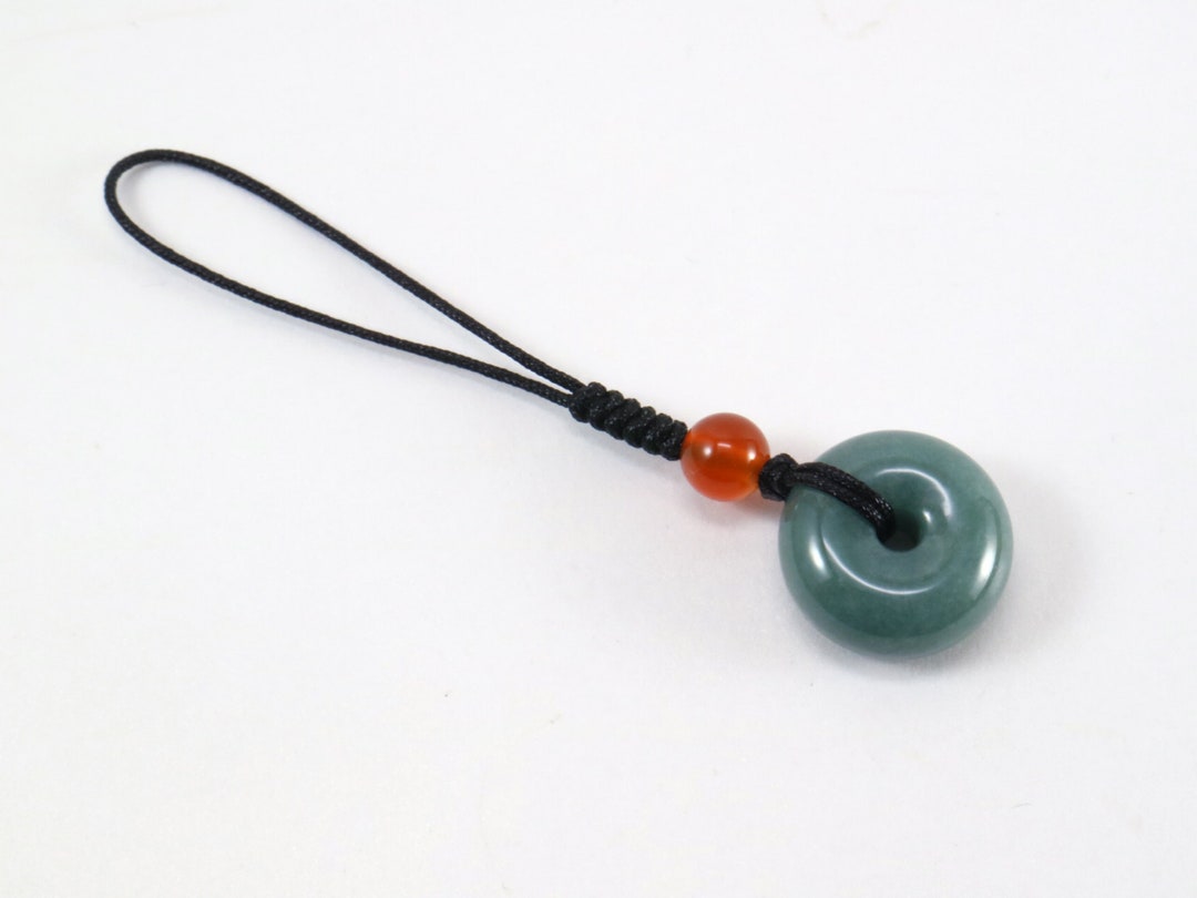 1.6cm Jade Small Round Thick Donut Charm black String - Etsy
