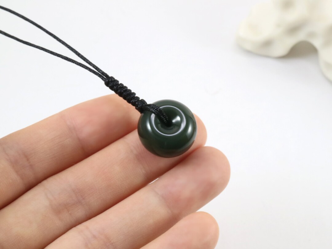 1.5cm Dark Jade Small Thick Round Donut Charm black String - Etsy