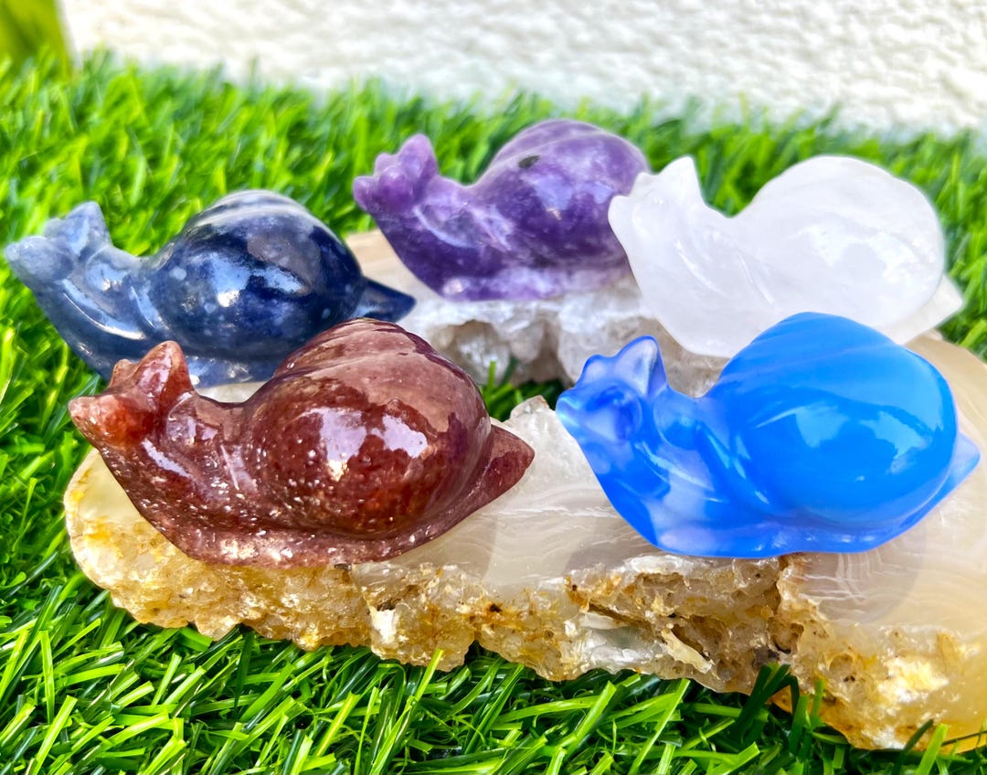 1# 1PC Natural Crystal Carved Snails, Hand Carved Snails, Crystal ...