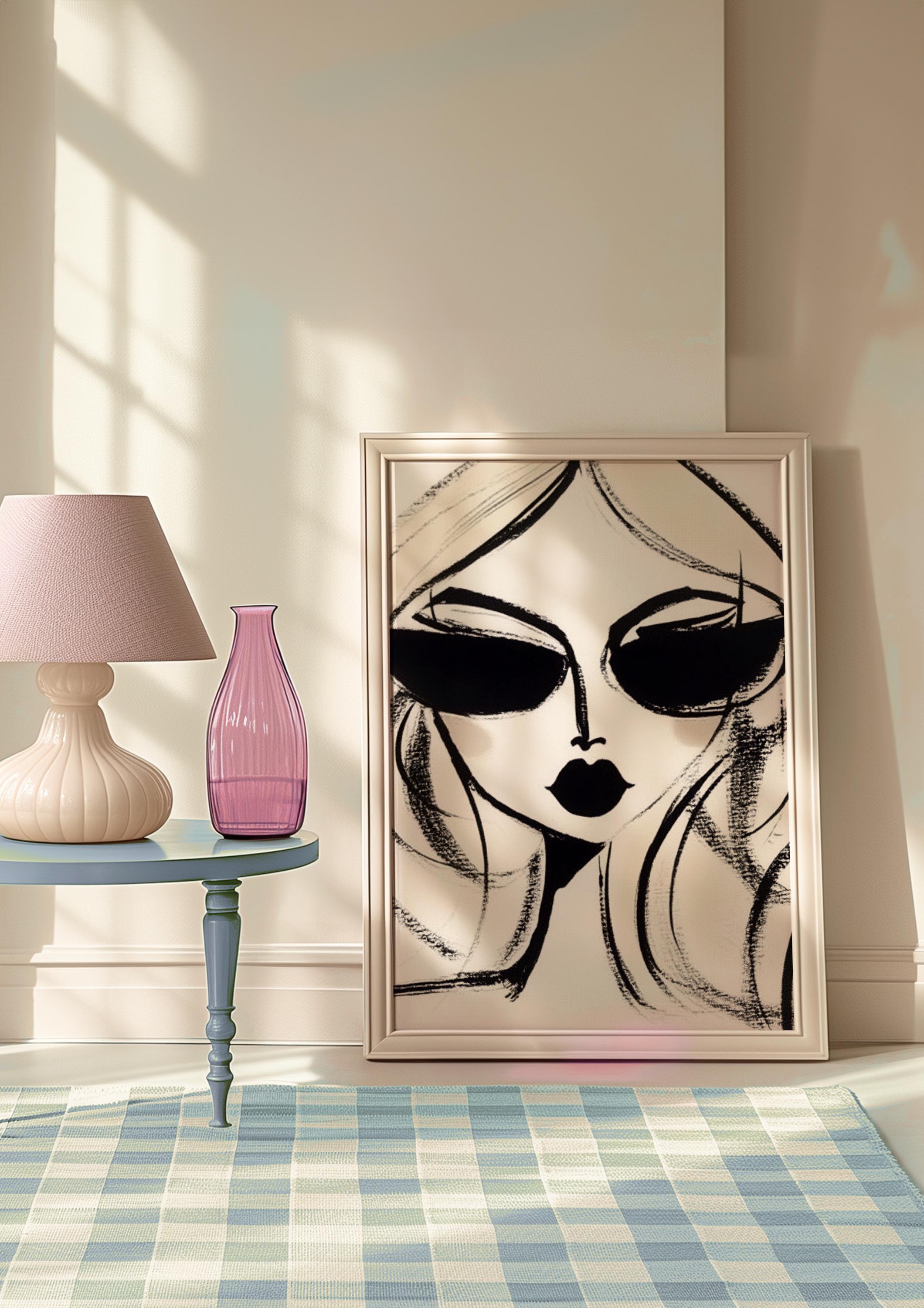Minimalist Fashion Illustration: Chic Woman Line Art Print (digital ...