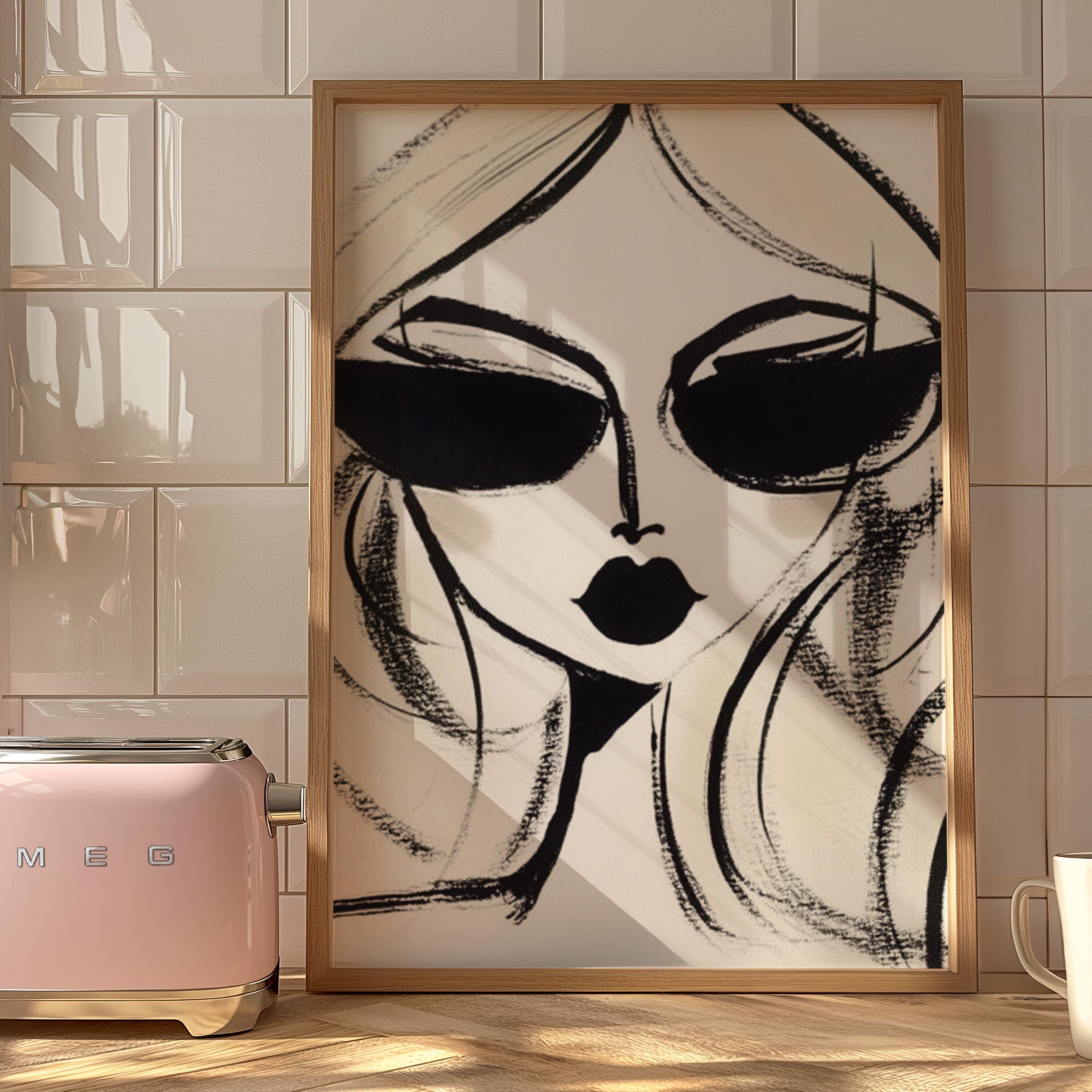 Minimalist Fashion Illustration: Chic Woman Line Art Print (digital ...