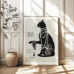 Cool Cat Fashion Poster - Editorial Cat Wall Art Print - Cat With ...