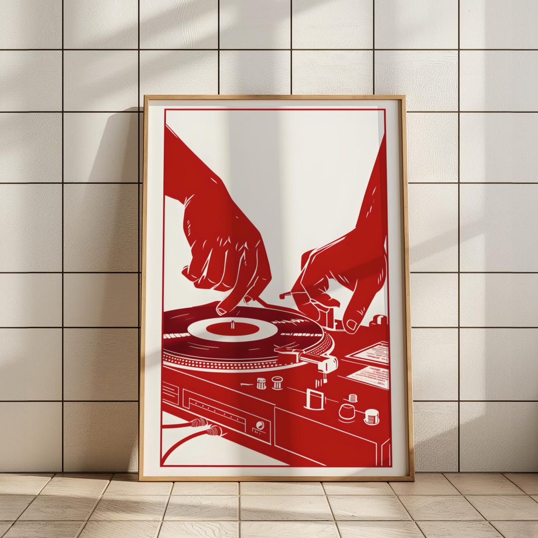 Record Player Print Digital Download, Vinyl Record Wall Art, Line Art ...