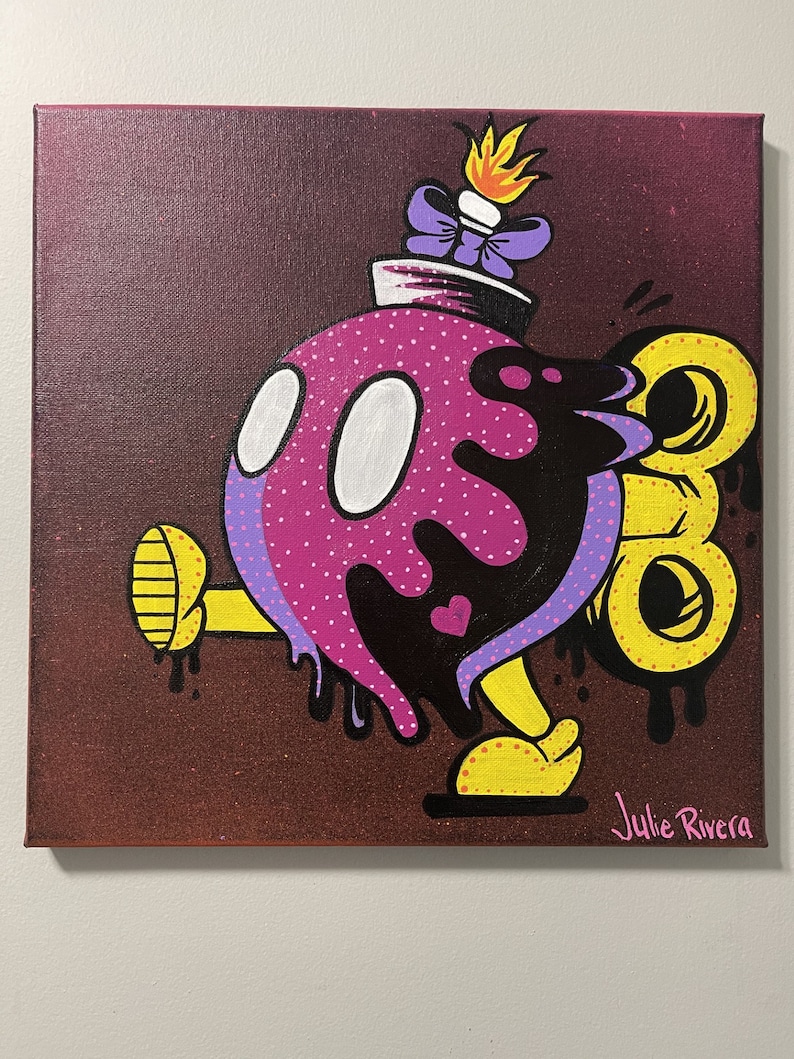 Bob Omb Pop Art, Pop Art, Super Mario Villains, Acrylic Painting - Etsy