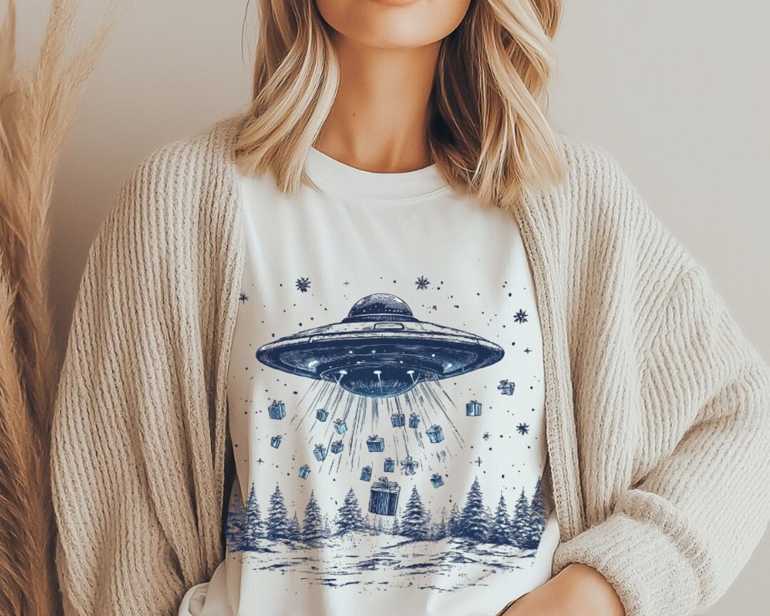 UFO Abducting Presents Shirt UFO Christmas Shirt Sci-fi Gift Ufo Alien ...