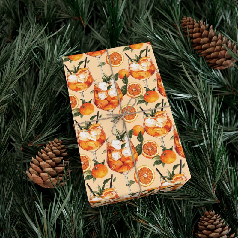 Aperol Spritz Wrapping Paper Peachy Color Italian Cocktail Party Gift ...