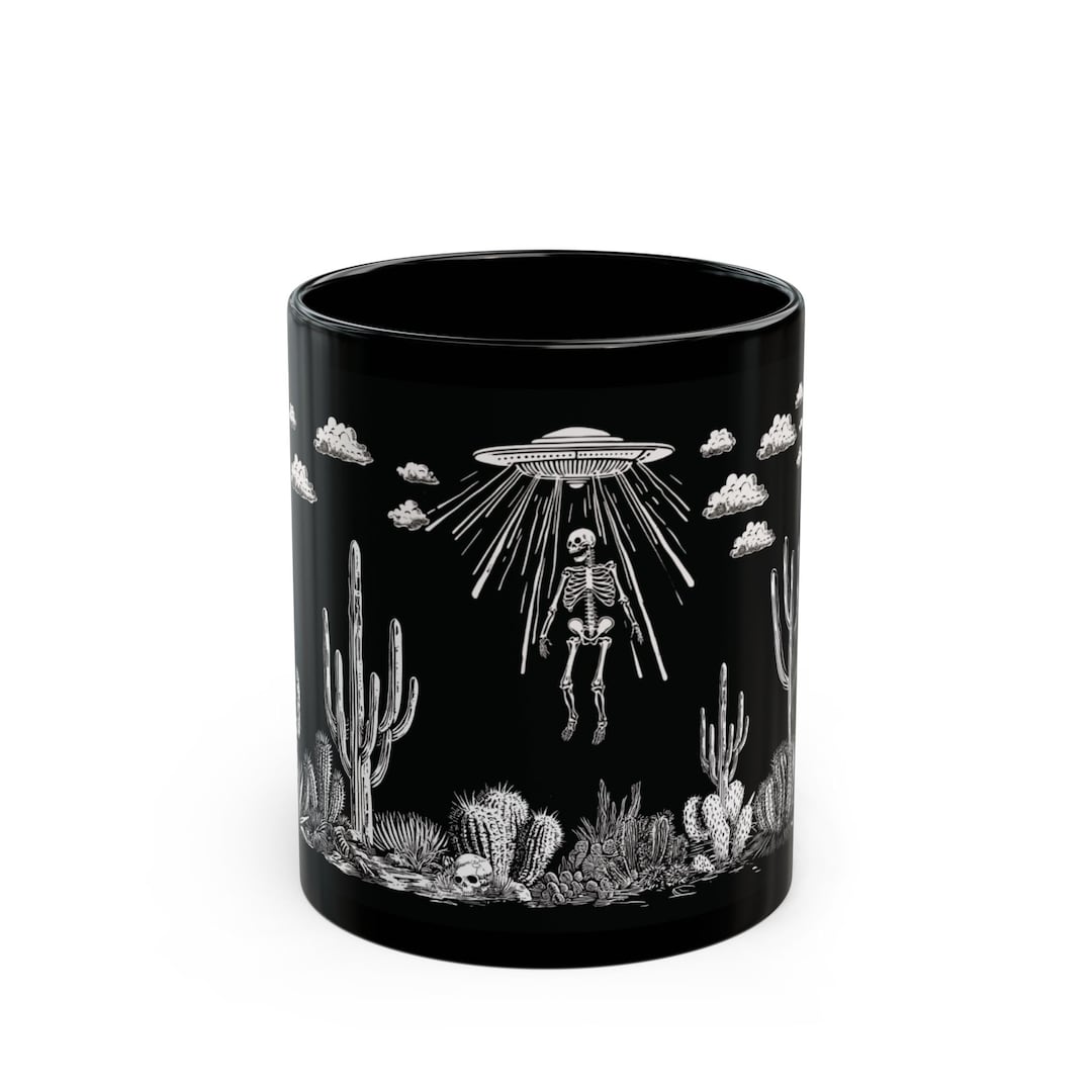 Alien Abduction Mug Desert UFO Skeleton Mug for UFO Enthusiast Gift ...