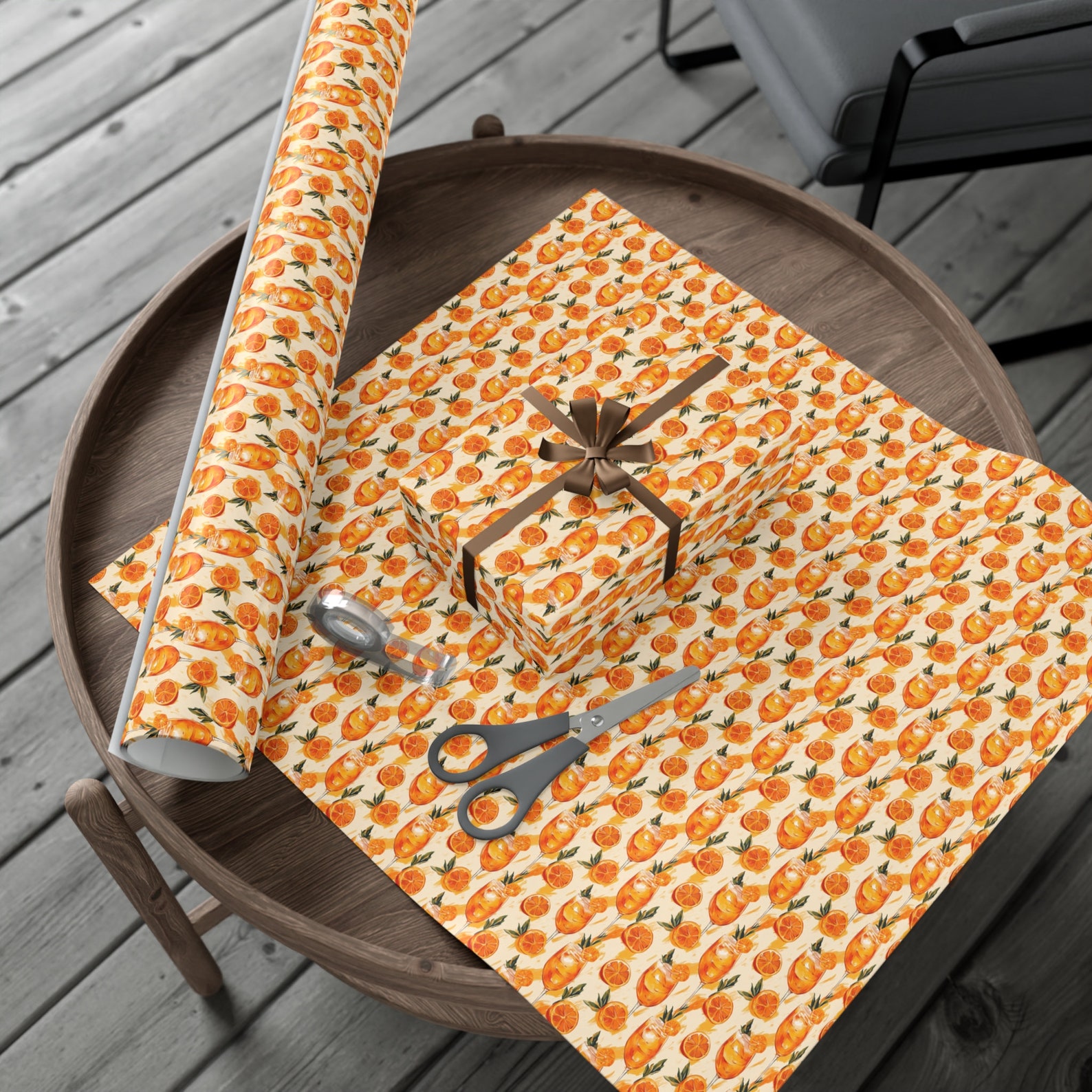 Aperol Spritz Cocktail Wrapping Paper Peach Yellow Background With ...