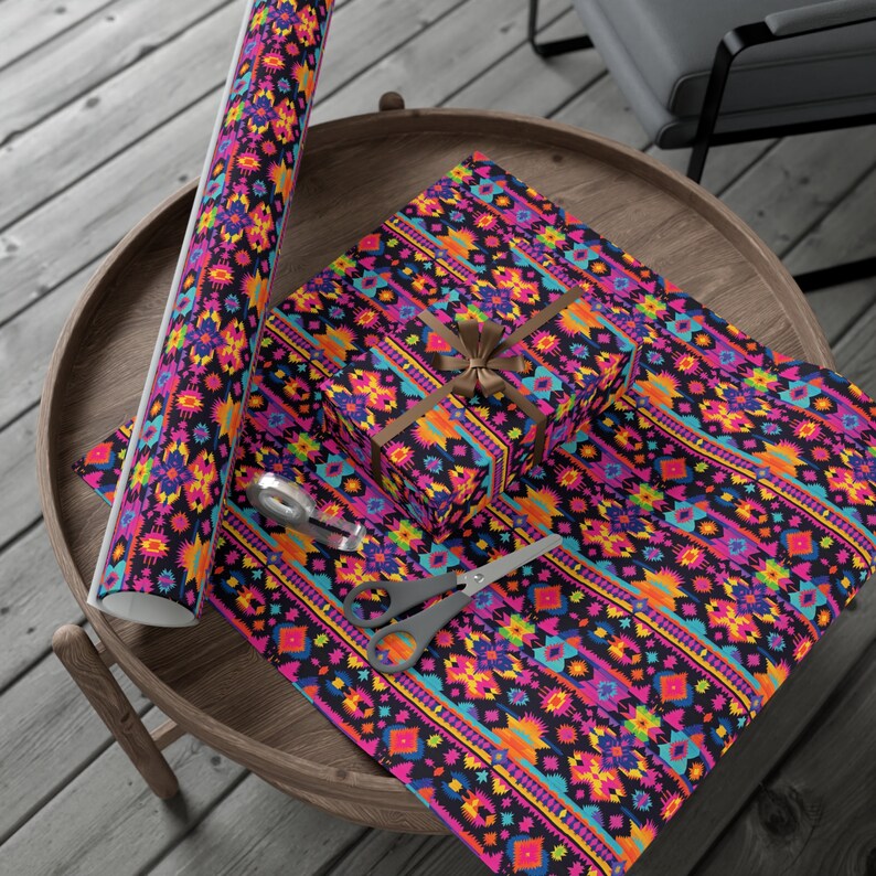 Vibrant Mexican Saltillo Serape Style Wrapping Paper Southwestern ...