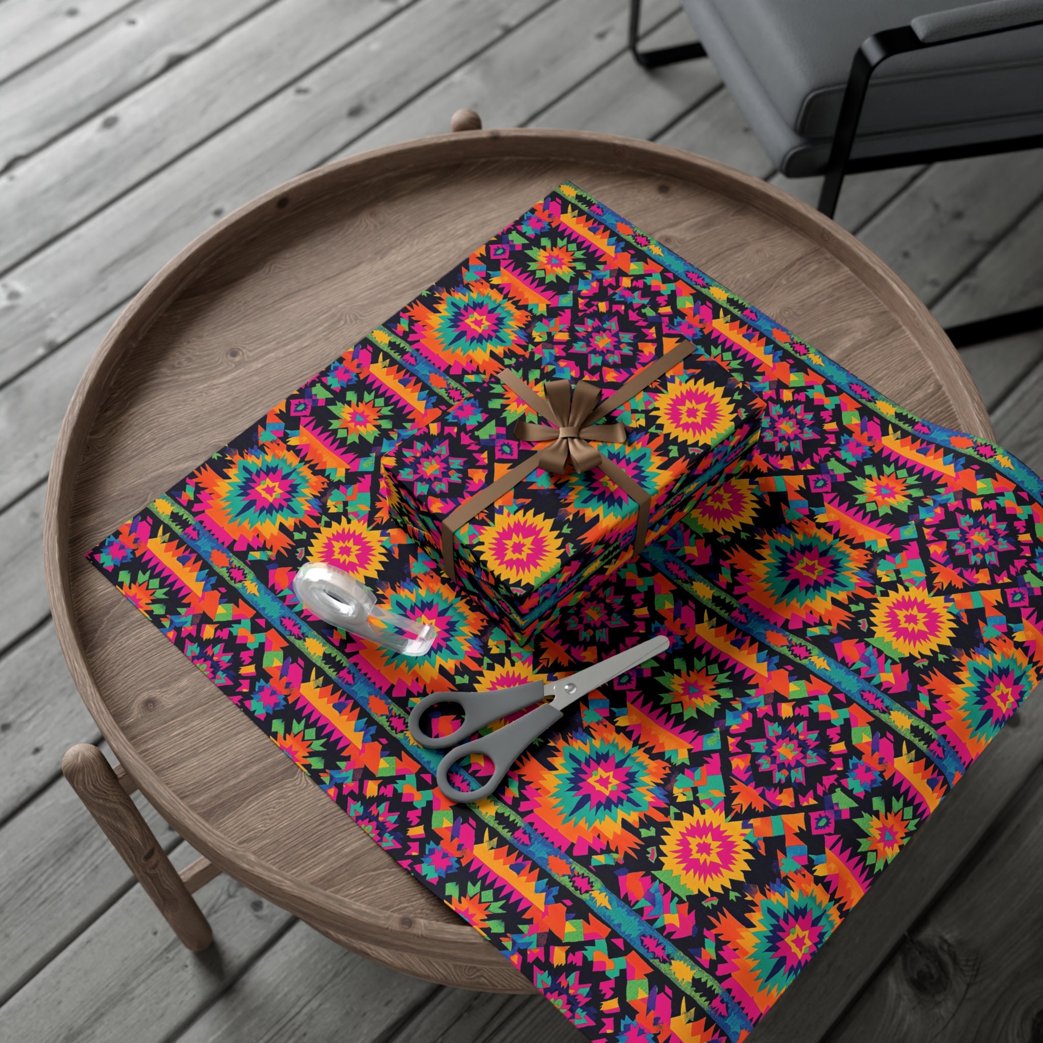 Vibrant Mexican Saltillo Serape Style Wrapping Paper Southwestern Gift ...