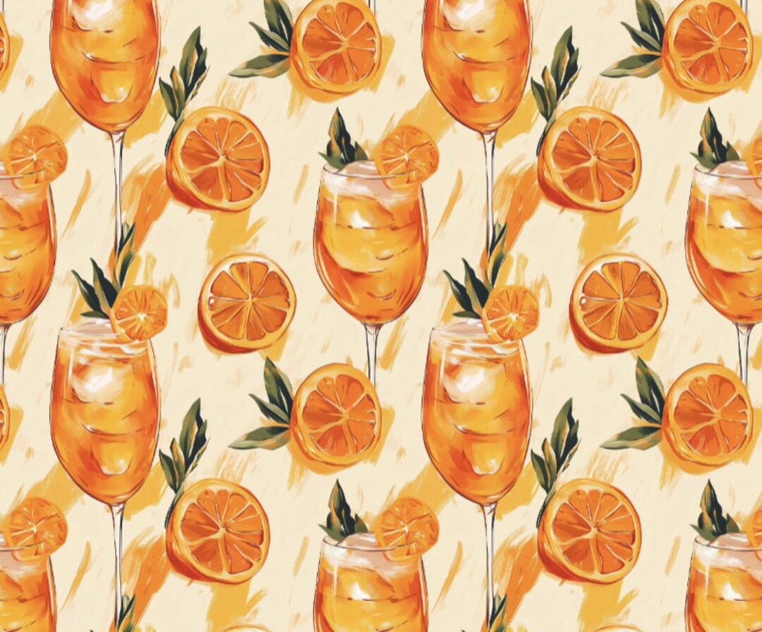 Aperol Spritz Cocktail Wrapping Paper Peach Yellow Background With ...