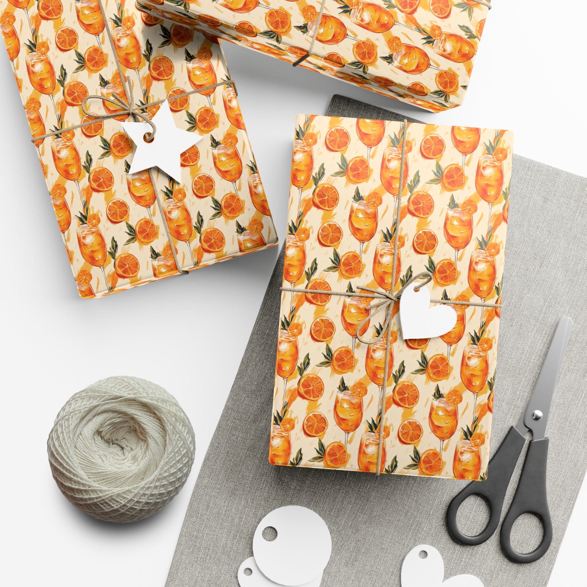 Aperol Spritz Cocktail Wrapping Paper Peach Yellow Background With ...