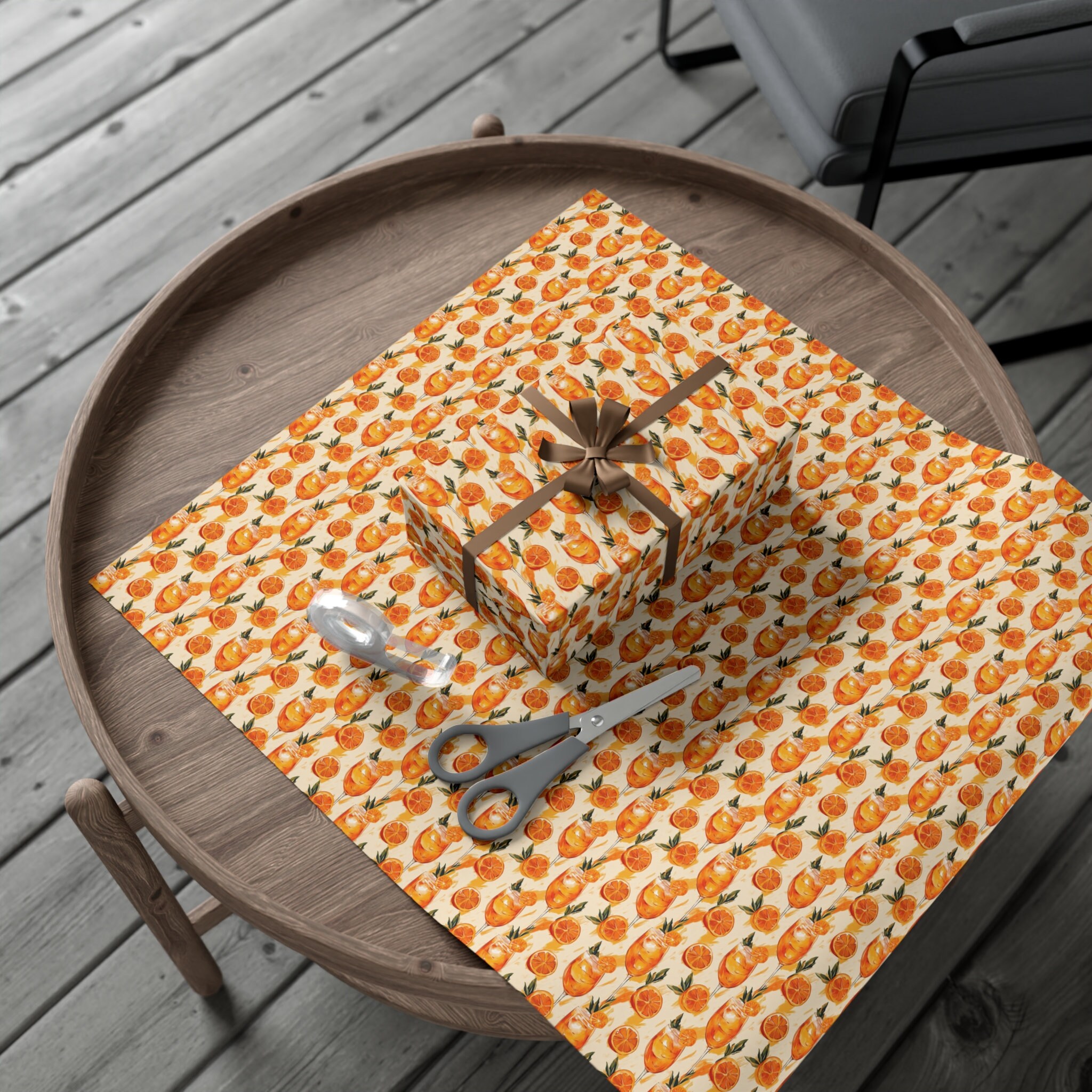 Aperol Spritz Cocktail Wrapping Paper Peach Yellow Background With ...