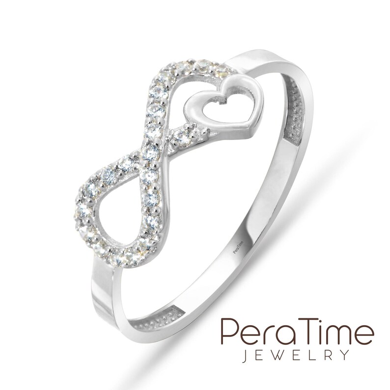 14K Gold Infinity Heart Ring: Dainty Love Symbol - Etsy