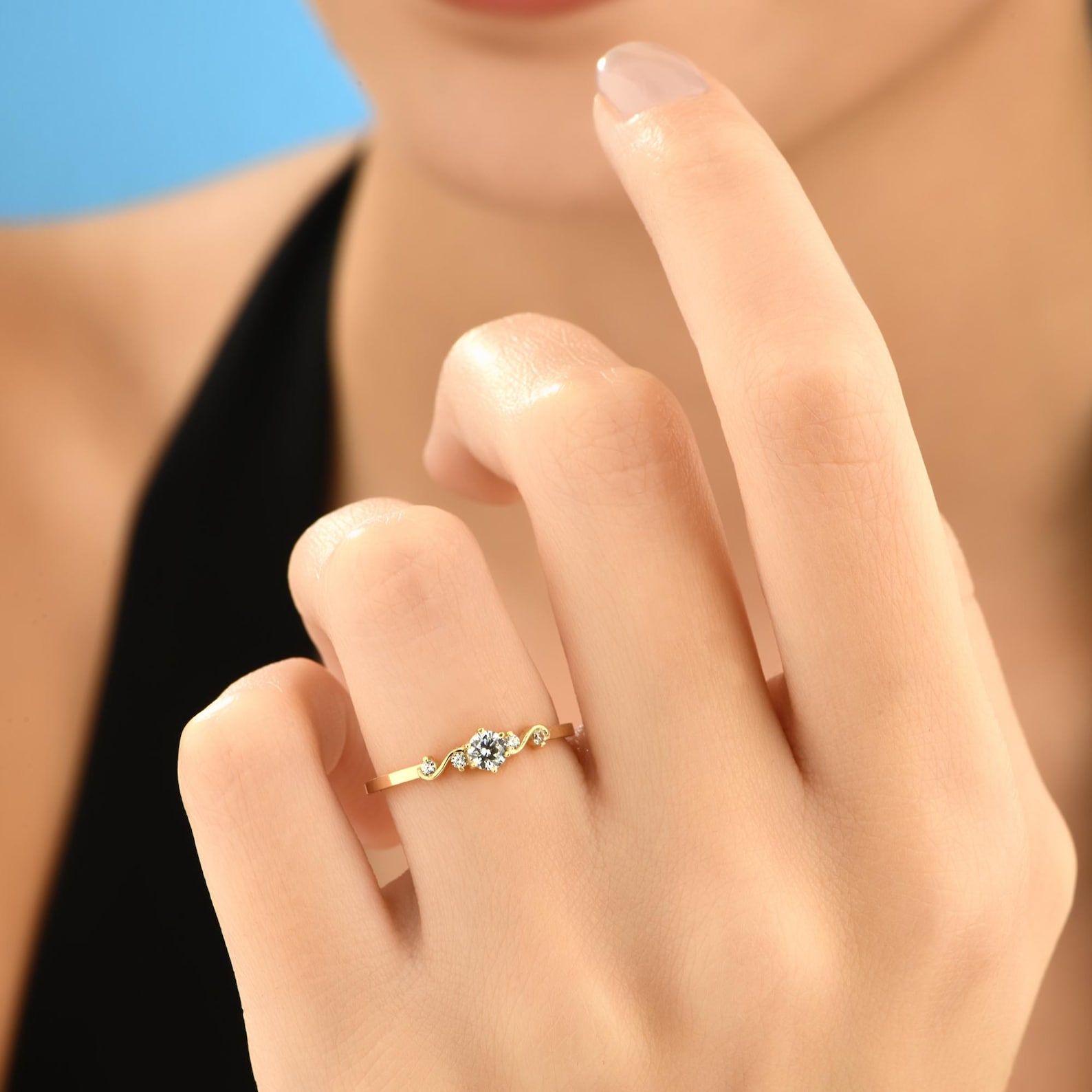 14K Gold Vintage Wedding Ring, Dainty Gold Diamond Engagement Ring ...