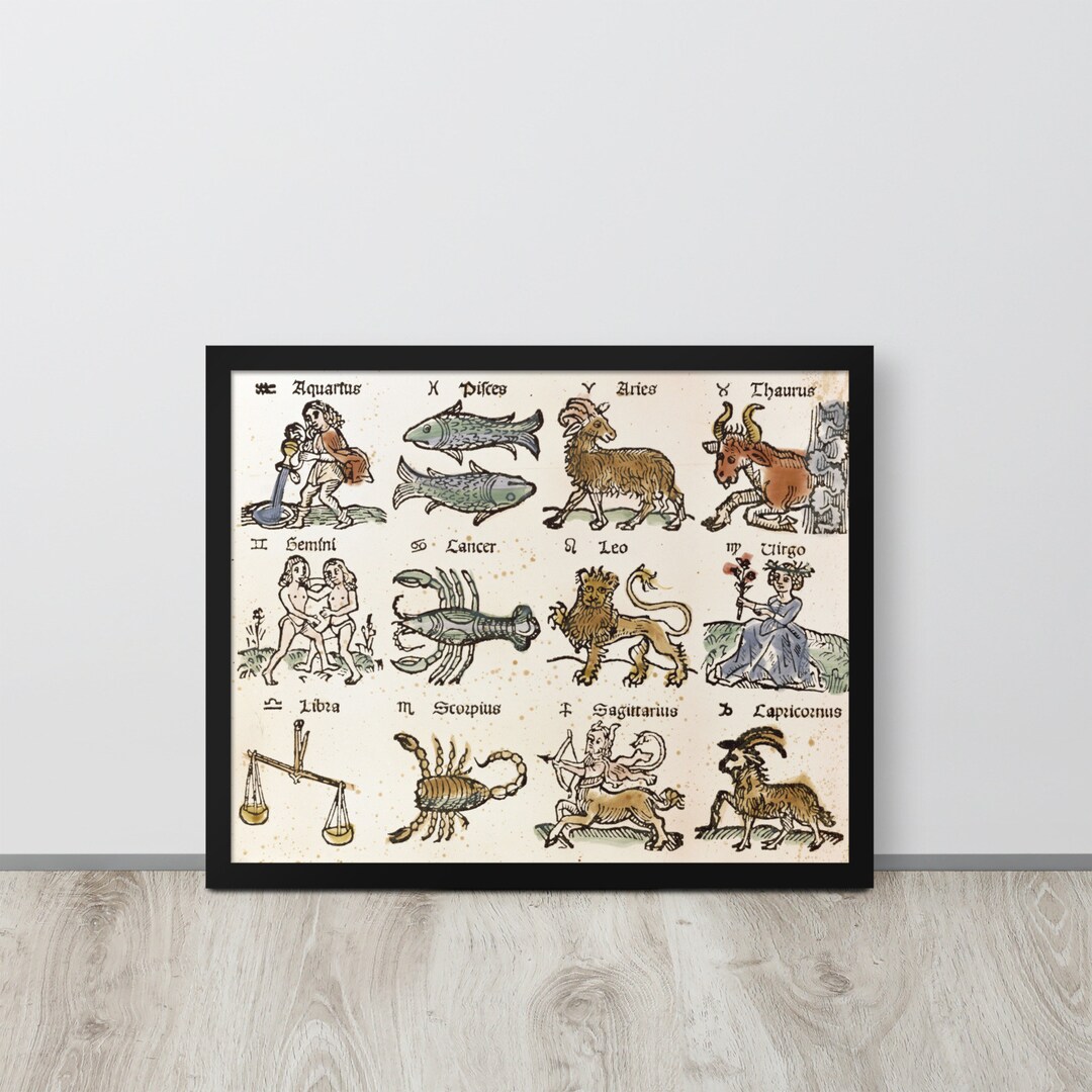 Zodiac Signs Print | 16th Century German Woodcut, Framed - Etsy