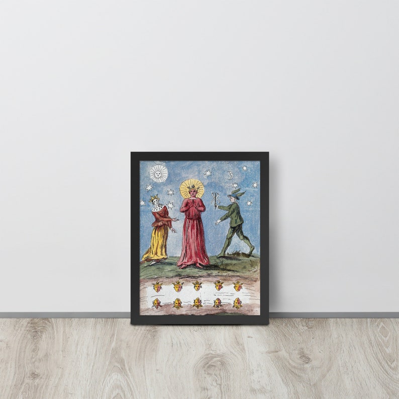 A Red-faced King Stands in a Red Robe, Flanked by a Queen and the Deity ...