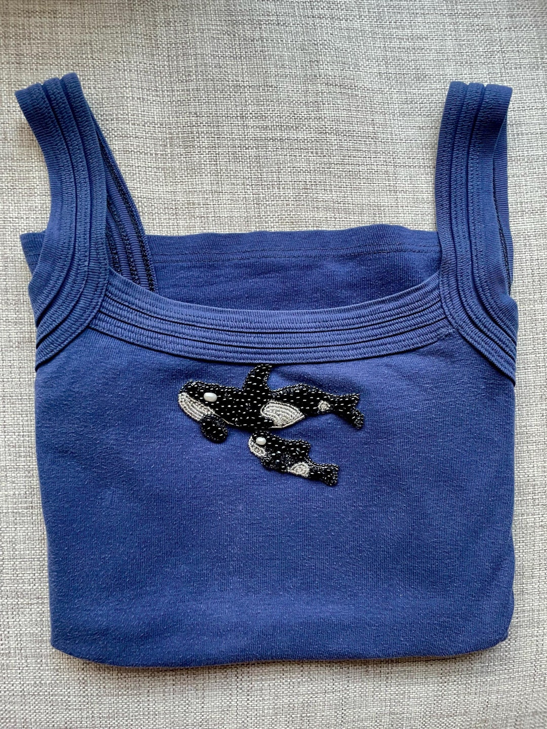 Beaded Embroidered Vintage Top Orca Killerwhale, Funky Beaded ...