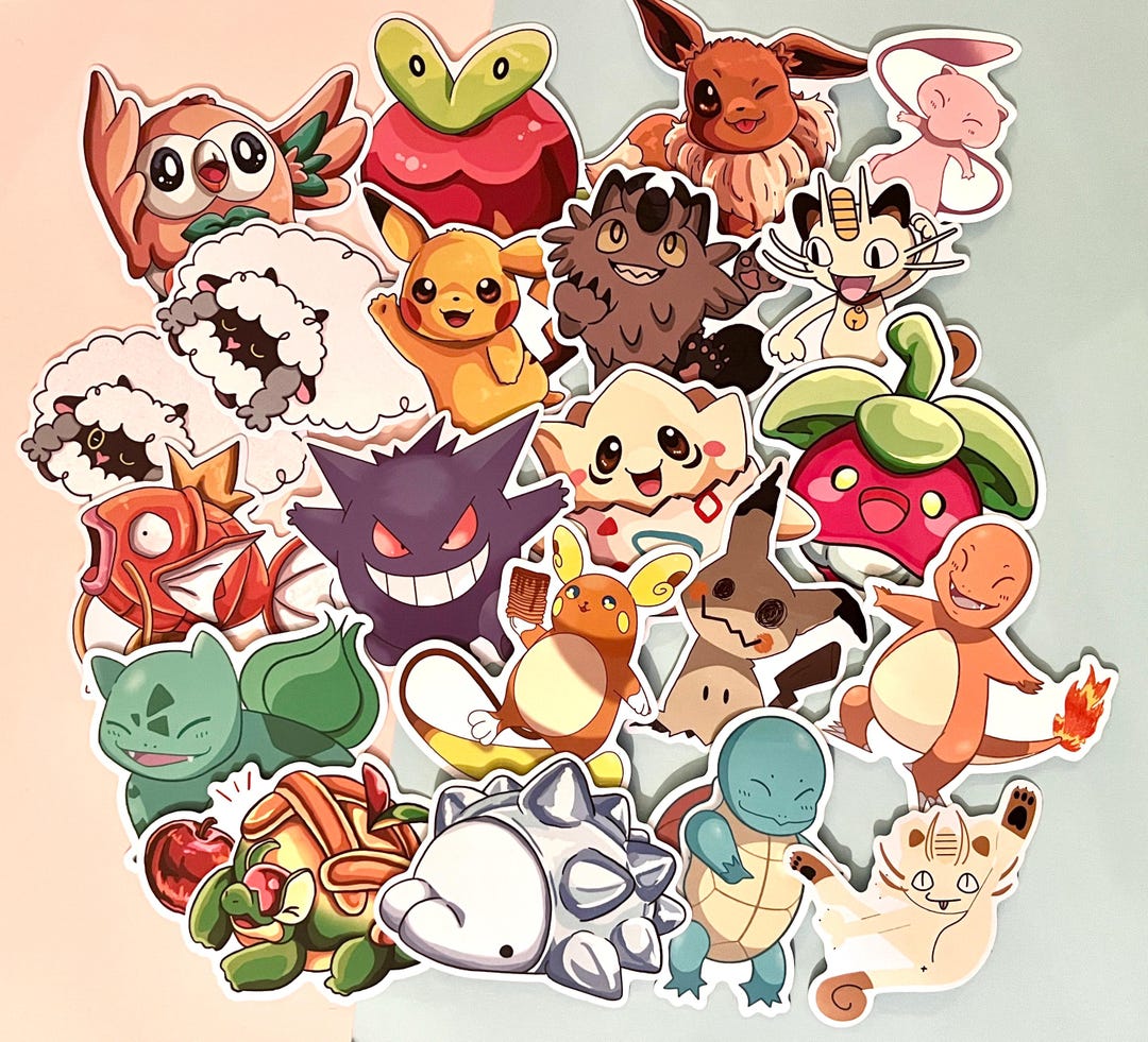 Poke PKMN Stickers || 3x3 in Vinyl | Assorted Characters - Etsy