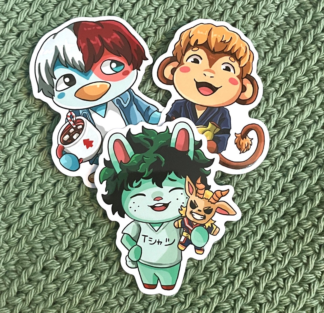 MHA X Animal Crossing 3 Inch Vinyl Stickers Izuku Midoriya deku, Shoto ...