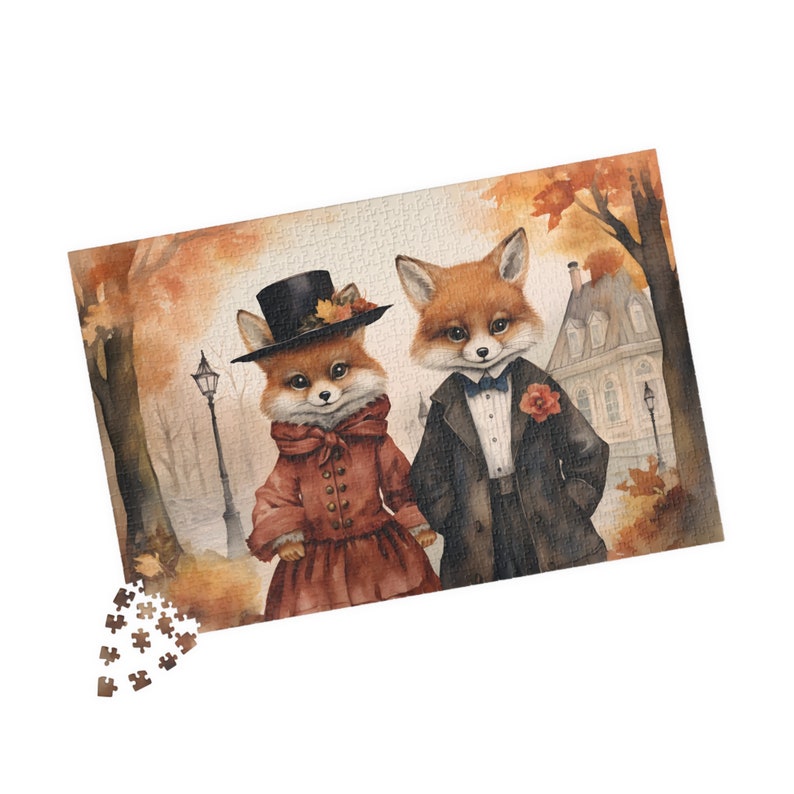 Mr. and Mrs. Fox Jigsaw Puzzle, 1000 Piece Puzzle, Fall Family Activity ...