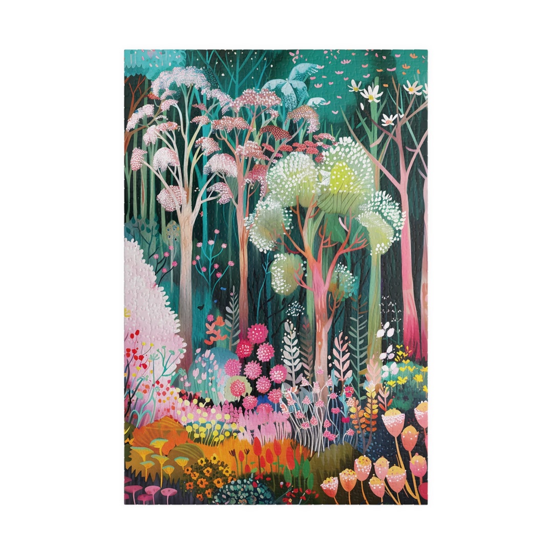 Forest Flowers Jigsaw Puzzle Colorful Landscape Puzzle for Adults Art ...