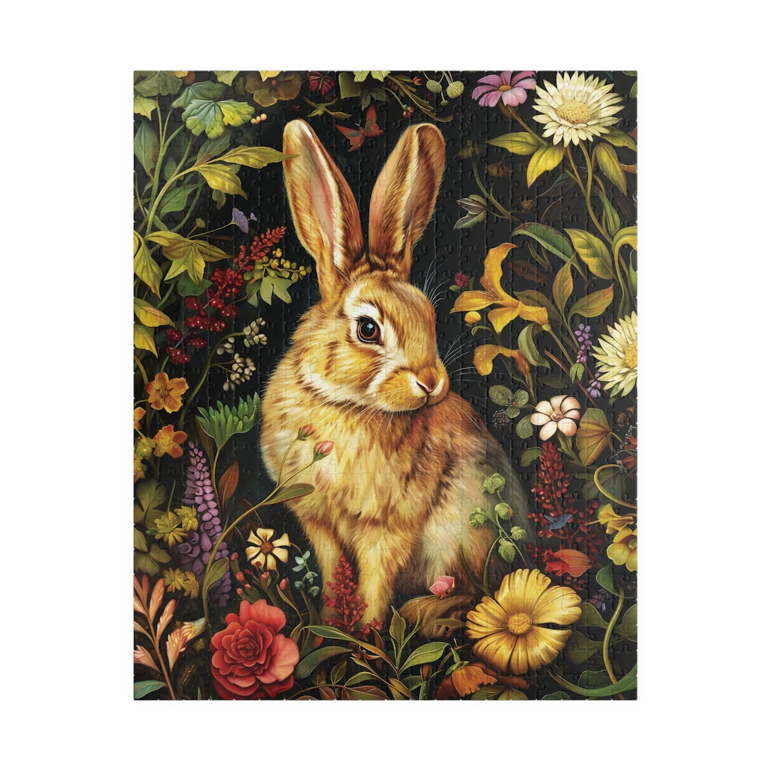 Cottontail Bunny Jigsaw Puzzle Rabbit Puzzle for Adults Flower Puzzle ...