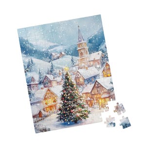 Snowy Church Jigsaw Puzzle, Winter Landscape Puzzle for Adults ...